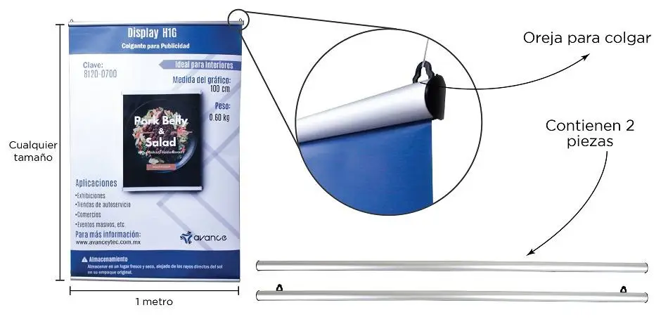displays colgantes publicitarios tipo banner modelo 1252