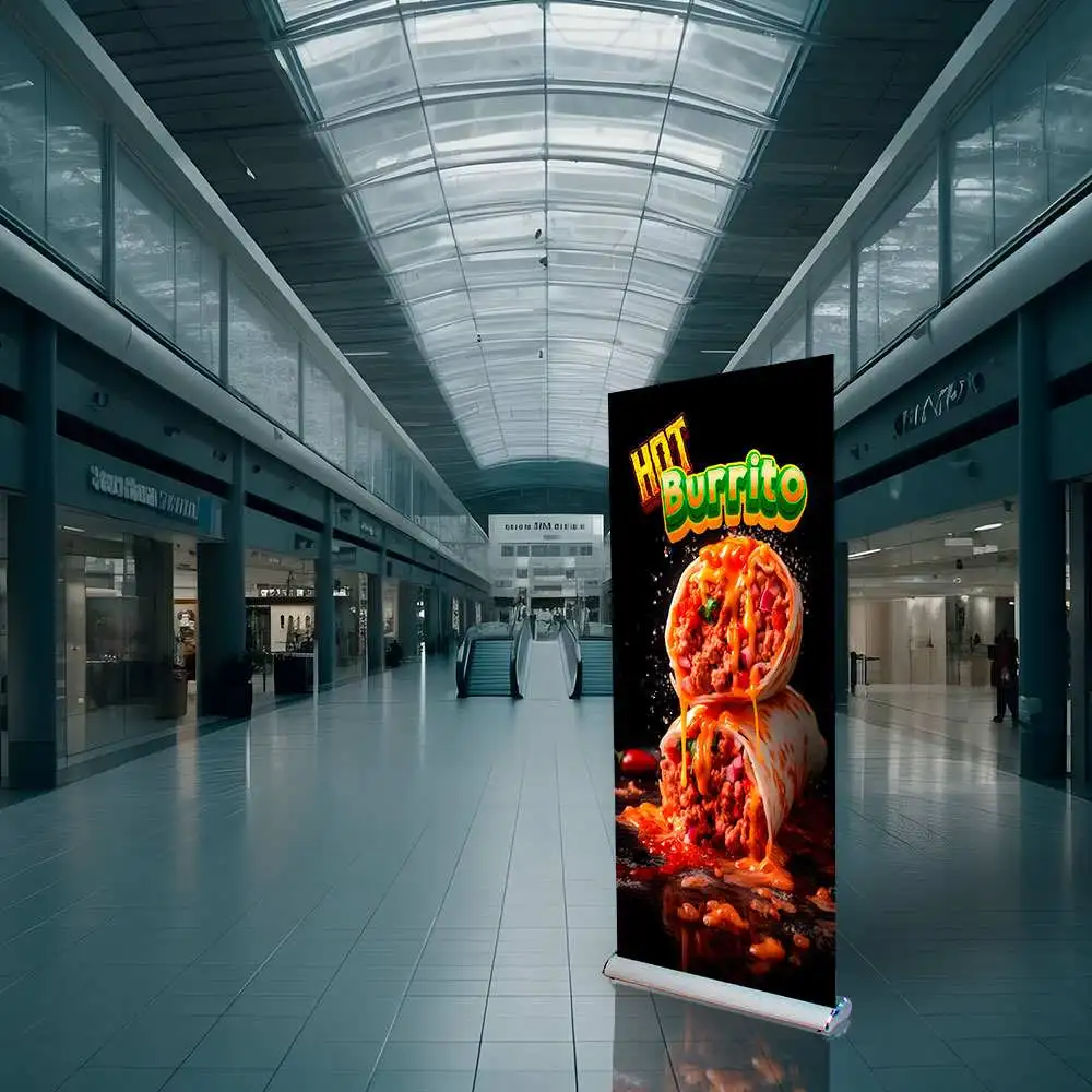 Display modelo RU20-1 enrollable sencillo color plata