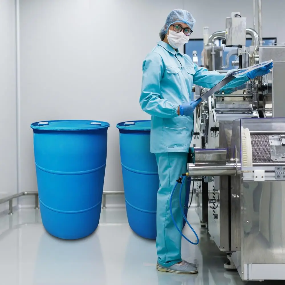 Tambo De Plástico Azul Cerrado De 220 Litros Con Doble Tapa, Tambo de ...