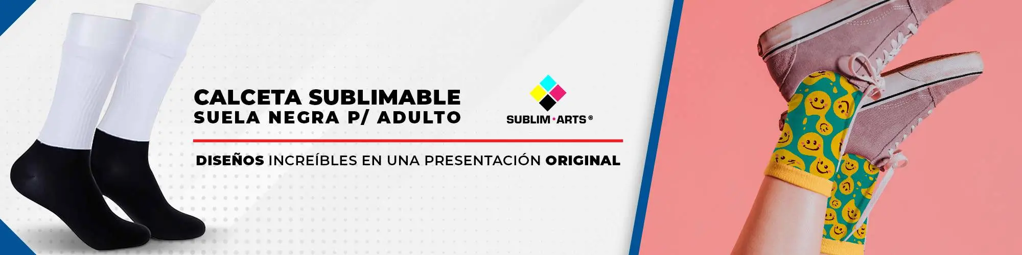 Calceta Sublimable Con Suela Negra Para Adulto Sublimarts