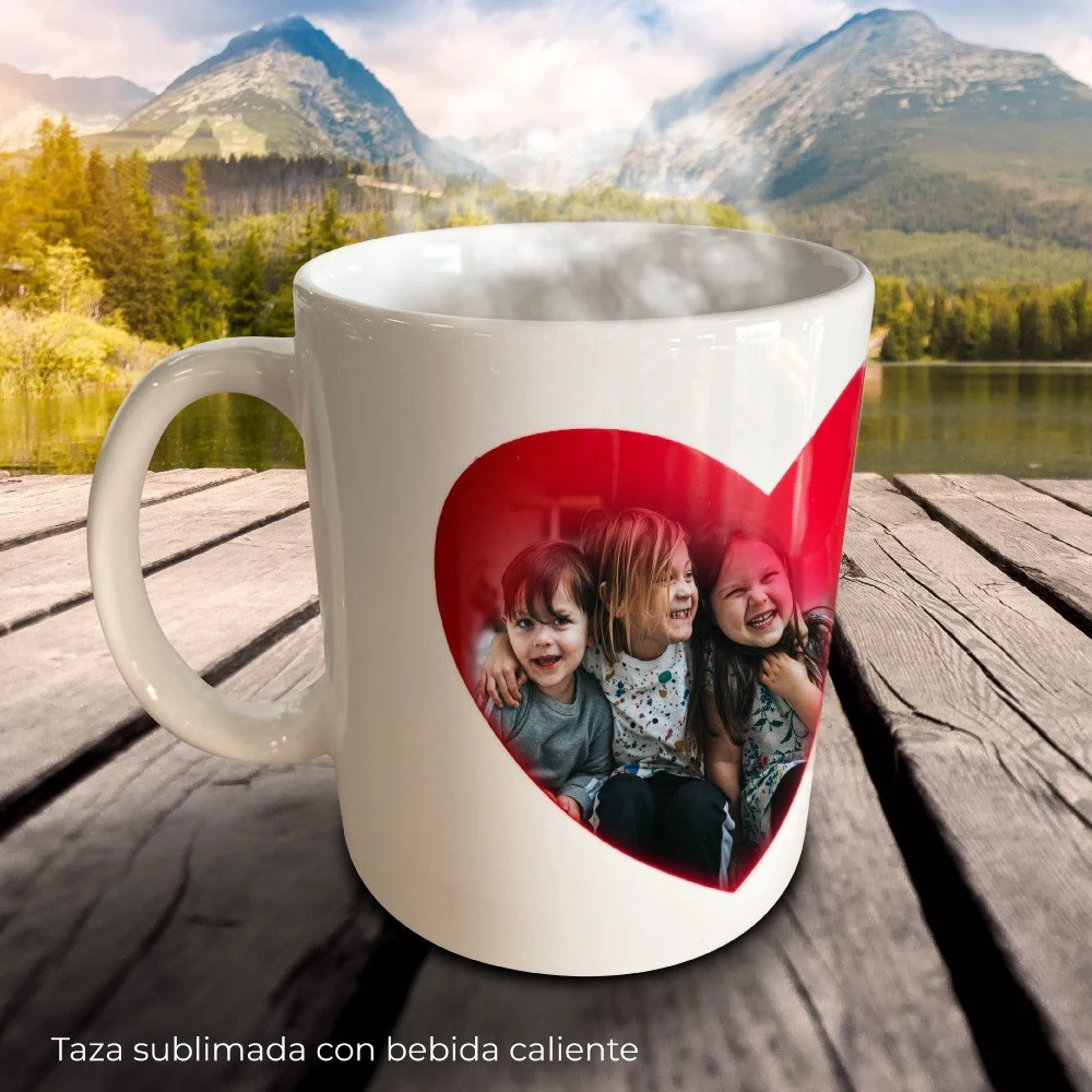 Taza de cerámica mágica ventana de corazón rojo Sublimarts, taza mnagica con ventana,taza magcia ...