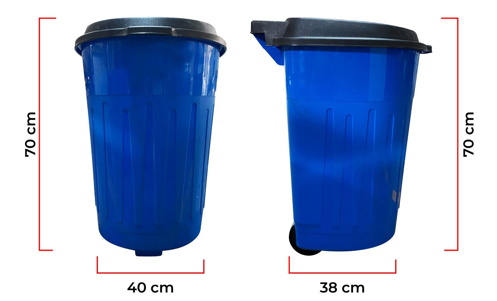 Bote De Plástico Azul Para Basura Con Tapa Y Ruedas. Bote de basura con ...